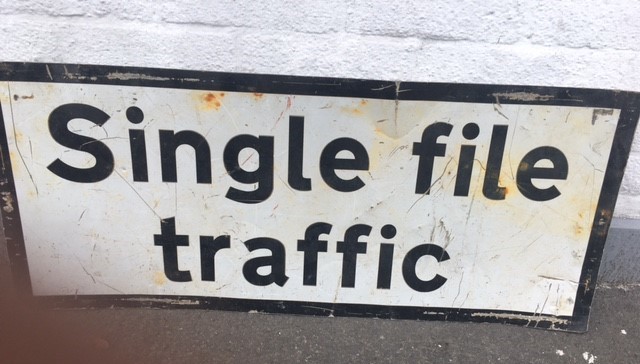 Single File Traffic Sign Aug 2023 – McNeill Gallery